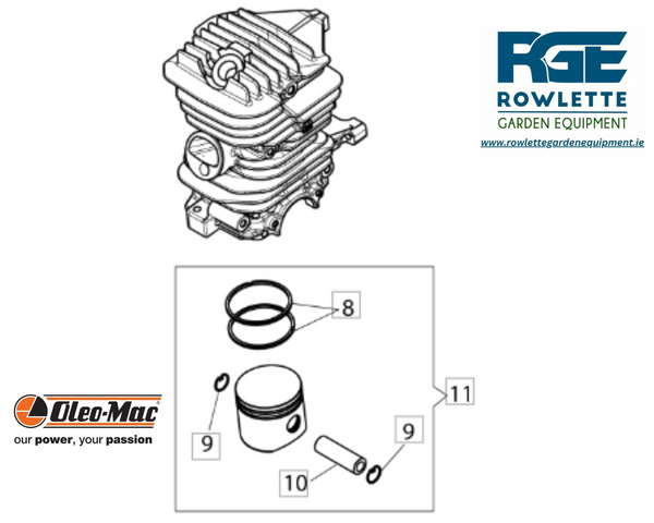 Genuine Oleo Mac Cylinder/Piston GS371 | Rowlette Garden Equipment ...